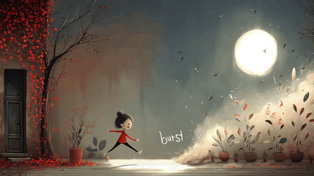 burst（破裂する・急に始まる・爆発的に増える）の意味と使い方 – 英単語「burst」をやさしく解説＋例文 | 英語のアーカイブ